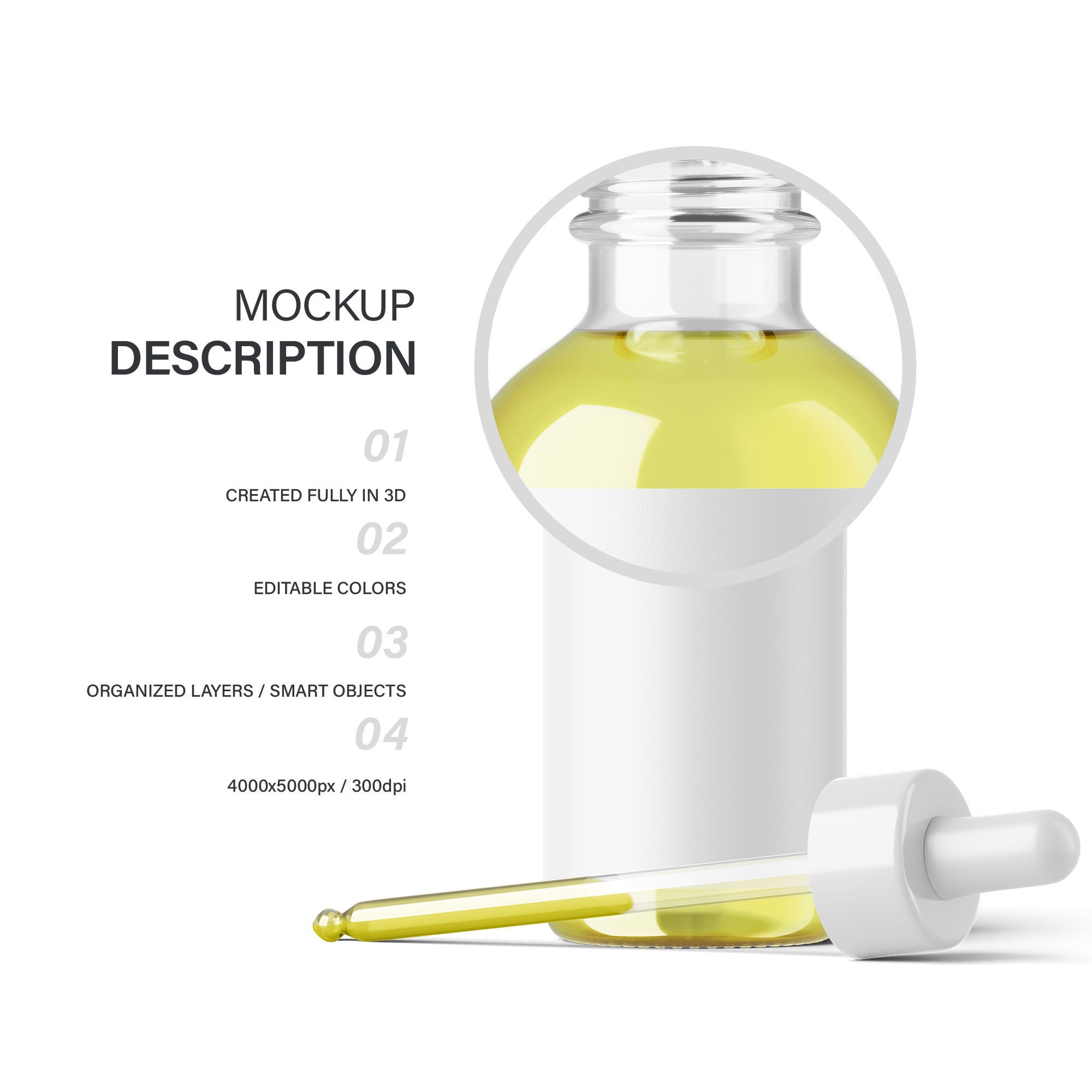 Digital Oil in Dropper Bottle Editable Lid&liquid Cosmetic Mockup PSD ...