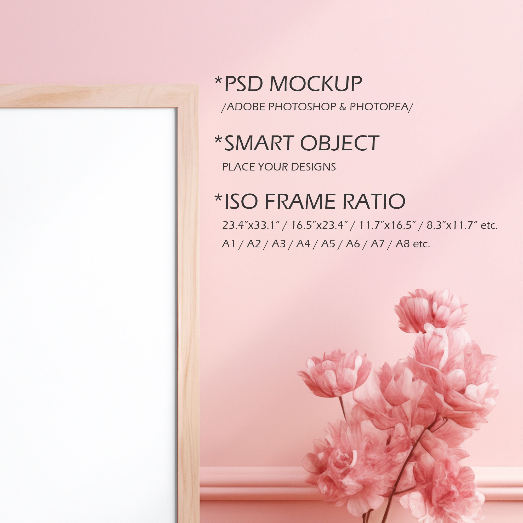Digital Picture Frame Mockup ISO Frame Size Valentine's Day Edition PSD ...