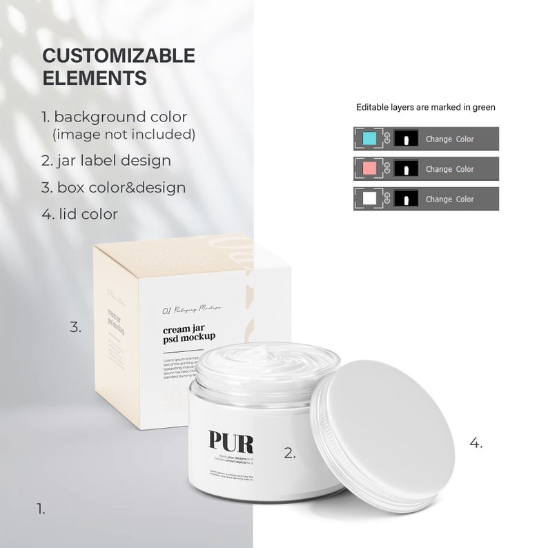 Digital Clear Cream Jar With Box - Cosmetic Mockup - PSD / PNG / JPG - Etsy