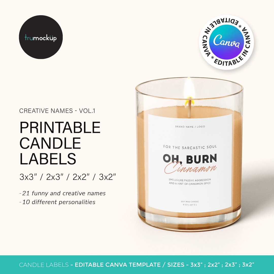 Printable Candle Labels - Funny Candle Names - Vol.1 - Editable Canva ...