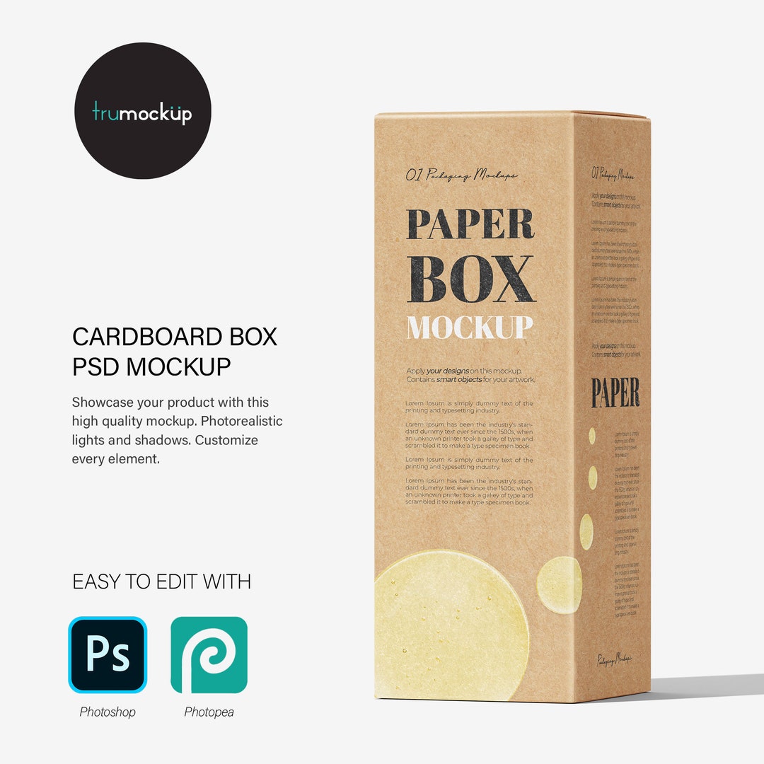 Digital Cardboard Box Mockup - PSD / PNG / JPG - Etsy