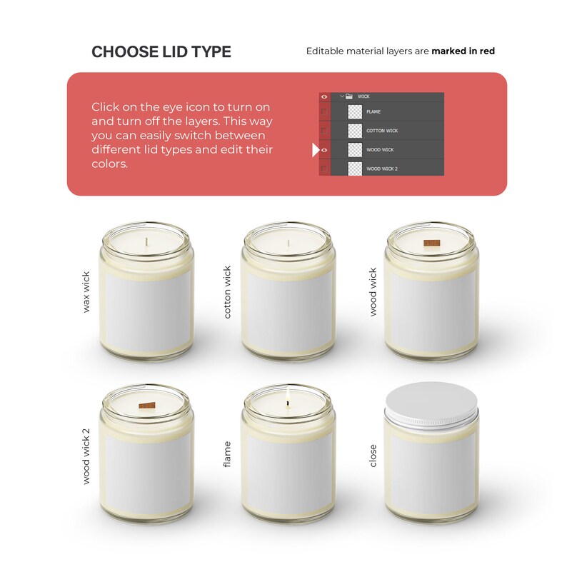 Digital Candle in Clear Glass Jar Mockup - PSD / PNG / JPG - Etsy