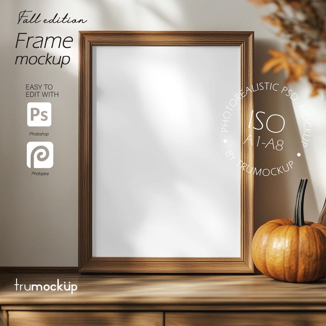 Digital Picture Frame Mockup - ISO Frame Size - Fall Edition - PSD ...