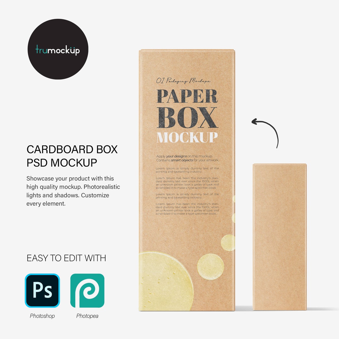Digital Cardboard Box Mockup - PSD / PNG / JPG - Etsy