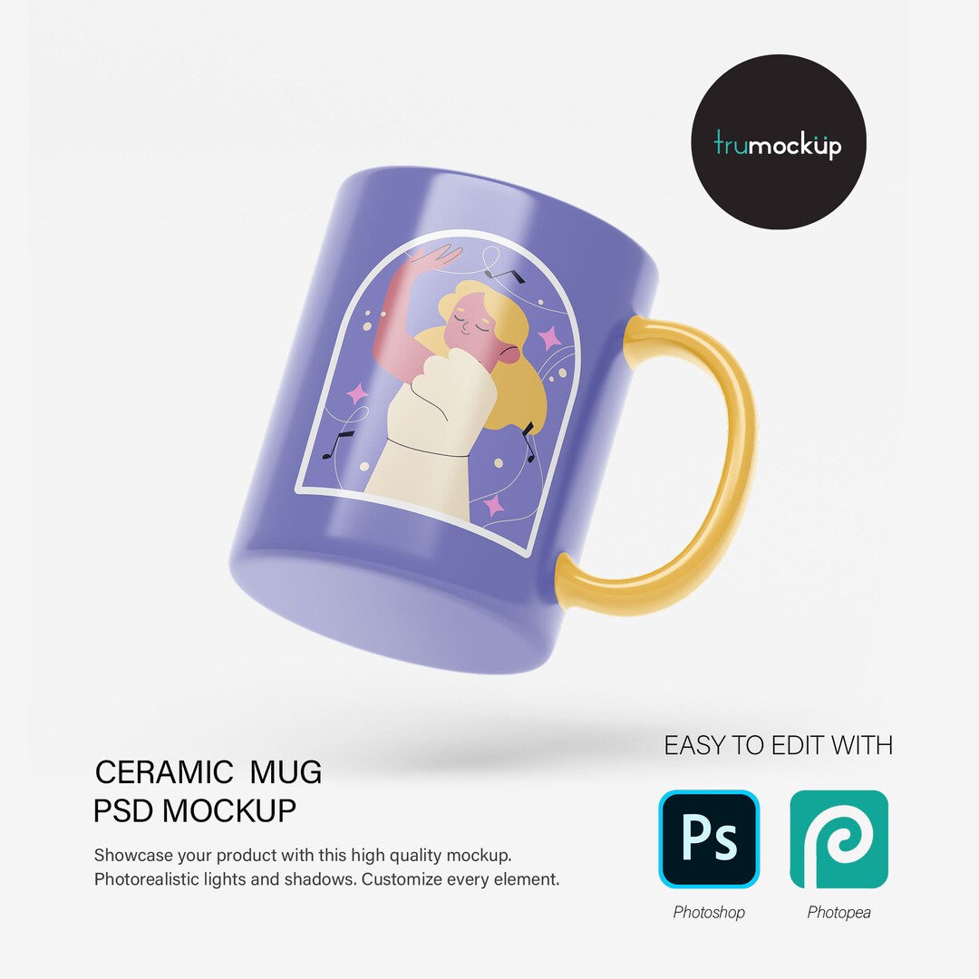 Digital Ceramic Mug Mockup - PSD / PNG / JPG - Etsy
