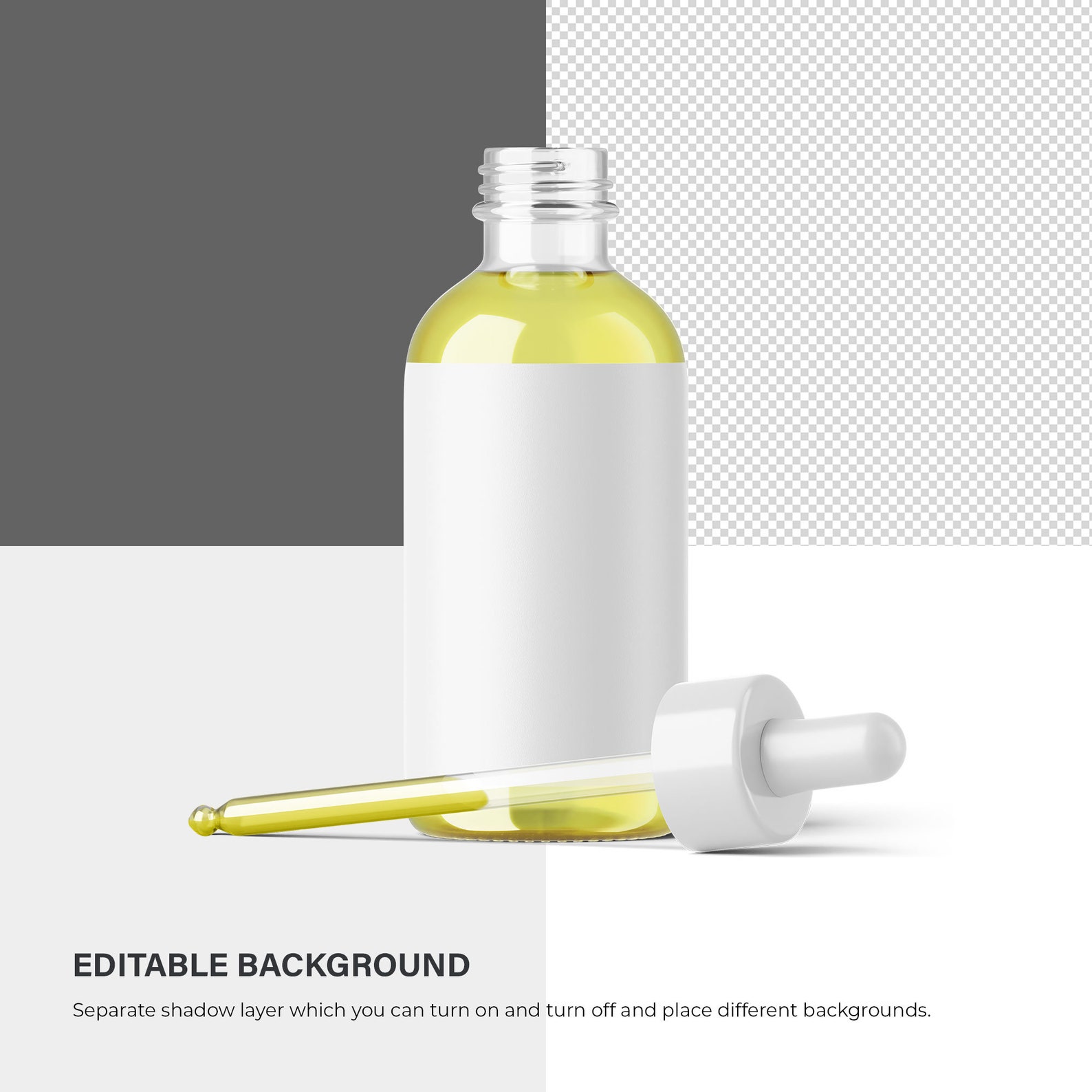 Digital Oil in Dropper Bottle Editable Lid&liquid Cosmetic Mockup PSD ...