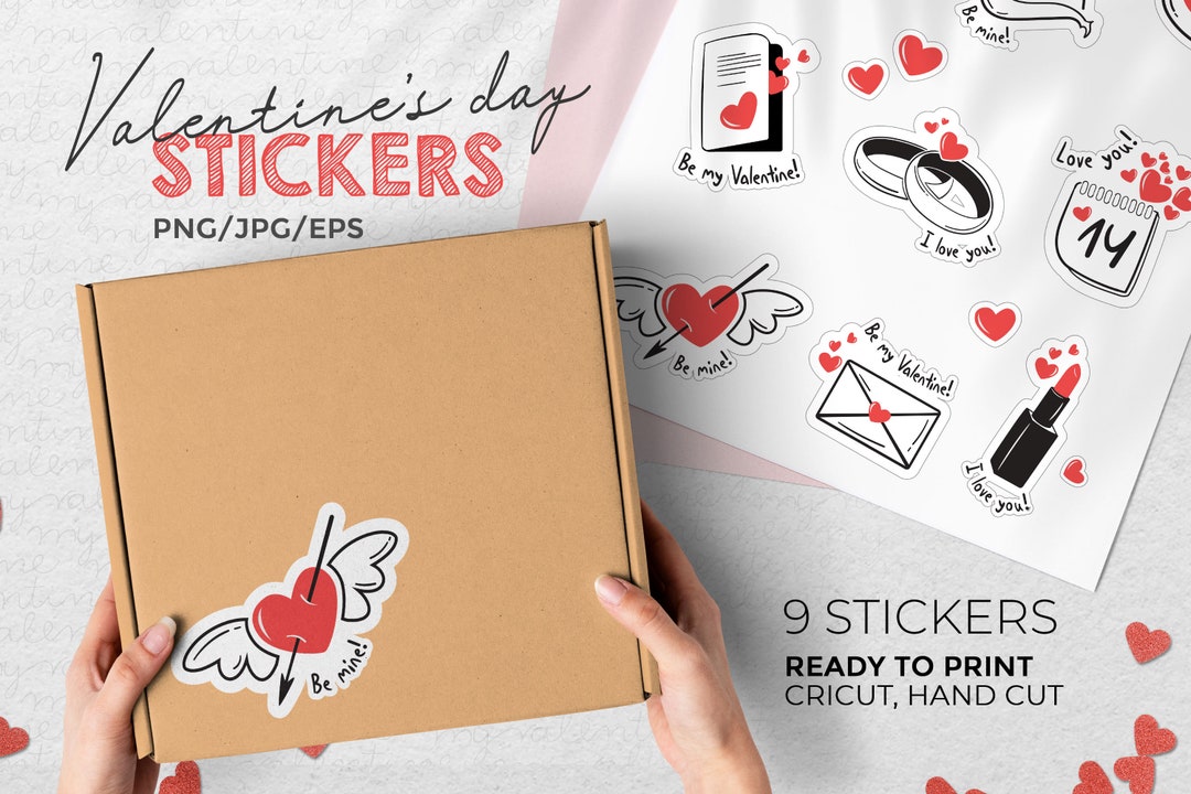 Digital Valentine's Day Printable Stickers - 9 Stickers - Ready to ...