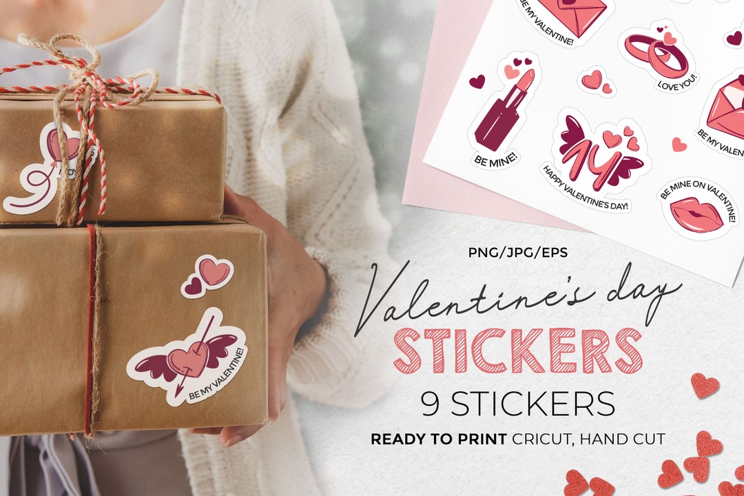 Digital Valentine's Day Printable Stickers 9 Stickers Ready to Print ...