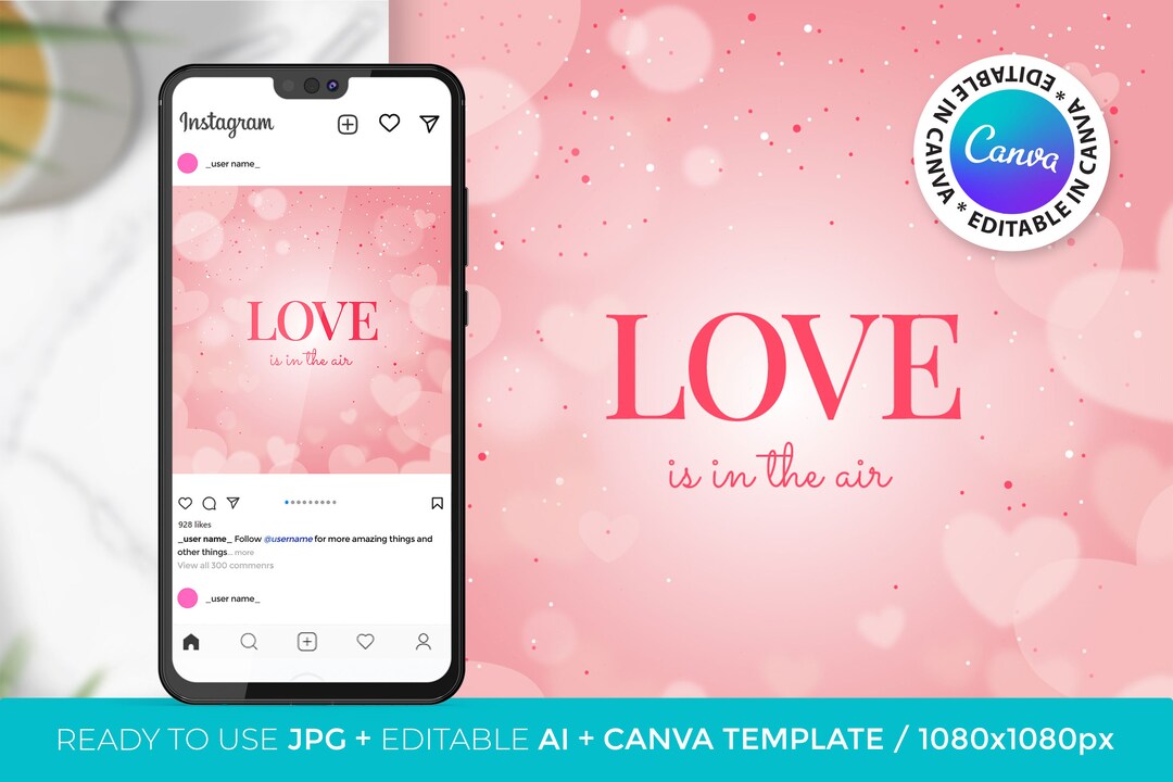 Digital Valentine's Day" Editable Banner - "love is in the Air" - Ai ...
