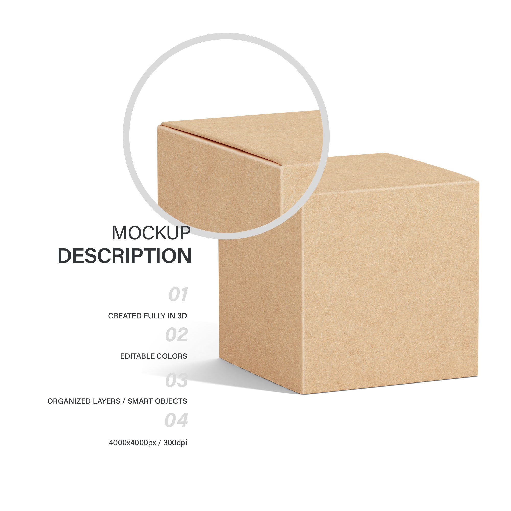 Digital Square Cardboard Box Mockup PSD / PNG / JPG - Etsy