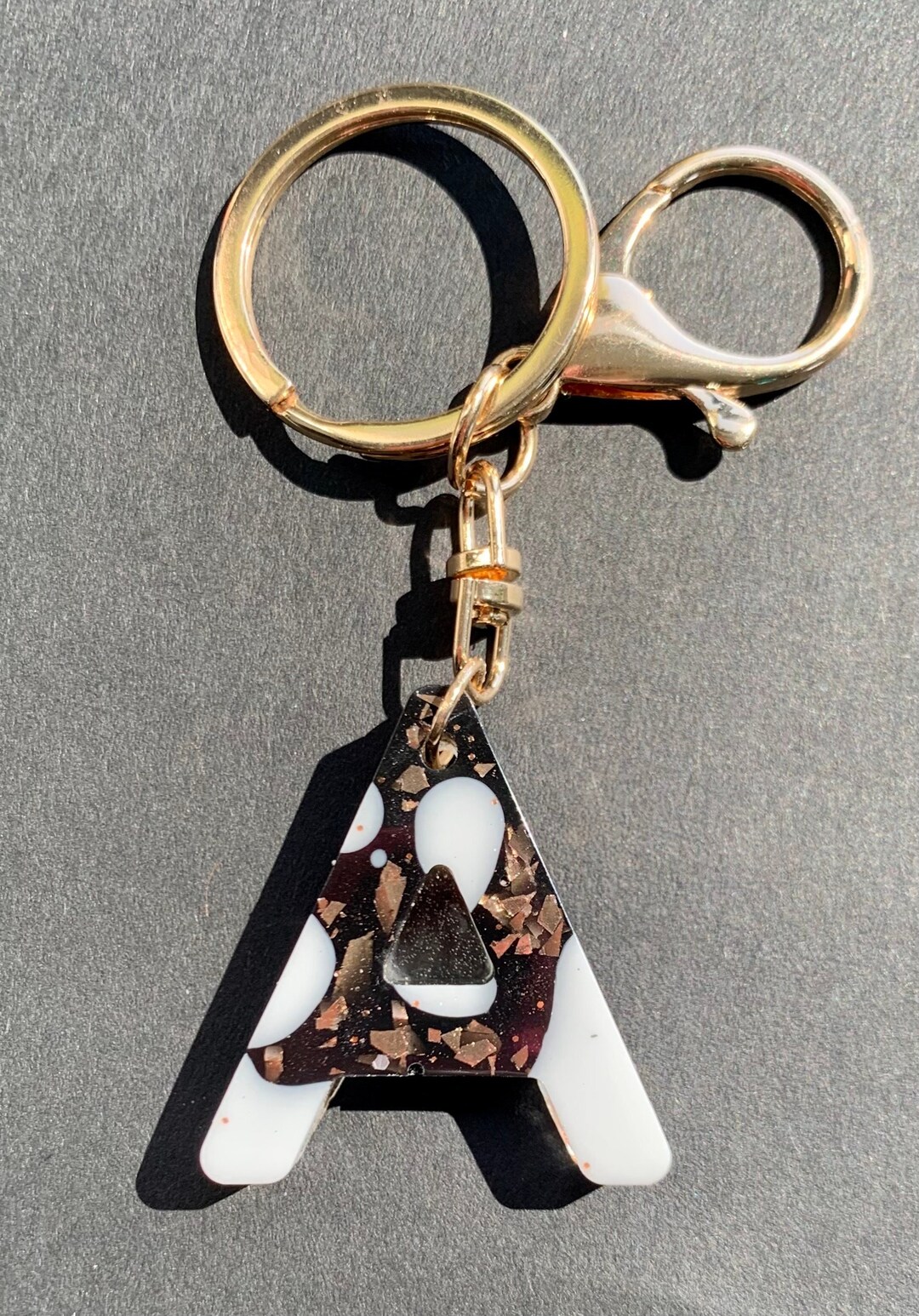 Letter Keyring *choose Your Letter* Copper, Black & White - Etsy