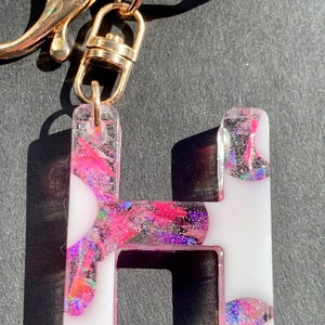 Letter Keyring choose Your Letter White Spot & Pink Neon - Etsy