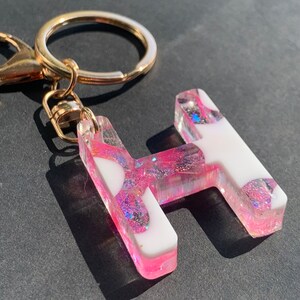 Letter Keyring choose Your Letter White Spot & Pink Neon - Etsy