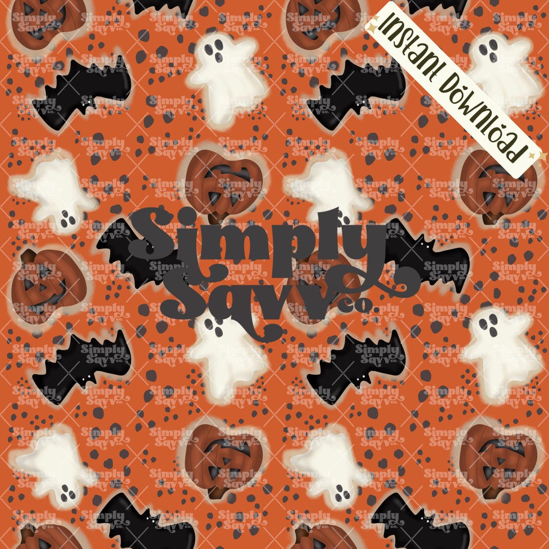 Spooky Sweet Halloween Cookies Seamless Pattern Hand Drawn Digital ...