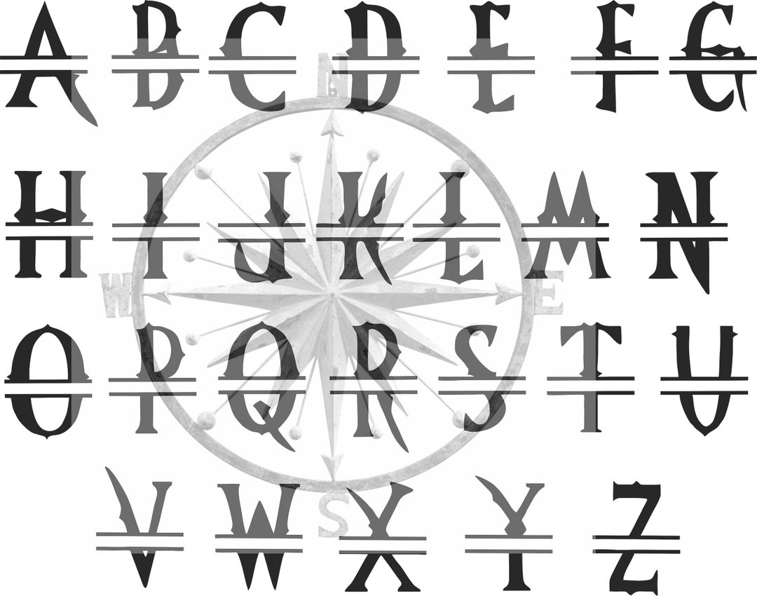 Modern Gothic Dark Snark Font Wednesday Style Split Monogram - Etsy