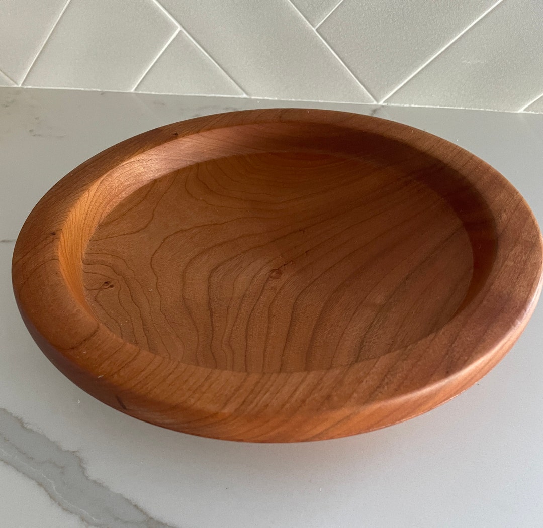 Solid Cherry Hand Turned Shallow Bowl - Etsy