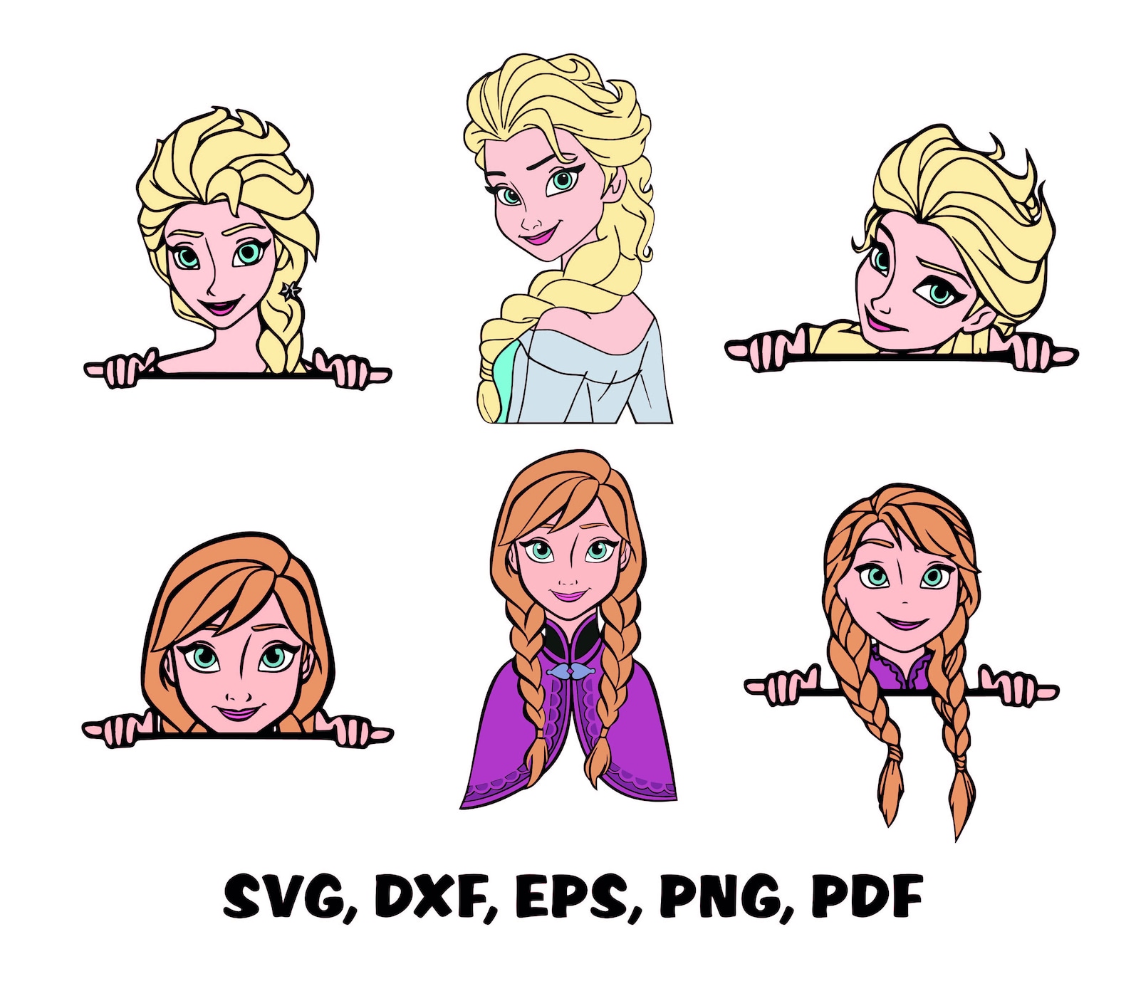 Frozen SVG Bundle, Elsa Anna Clipart, Design Cut Files for Cricut and ...