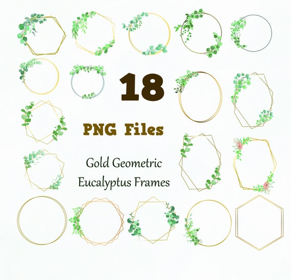 Gold Geometric Eucalyptus Frames Instant Download Digital - Etsy