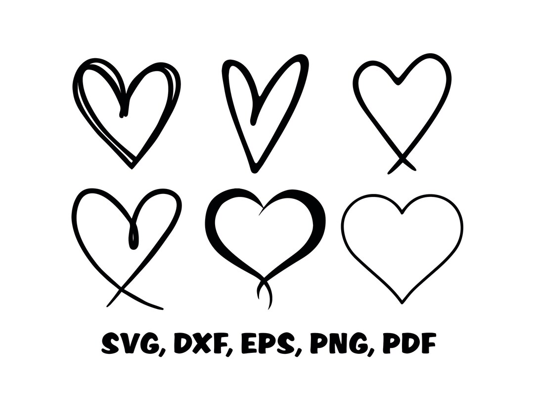 Heart SVG Bundle Hand Drawn, Instant Download, Love, Valentine, Sketch ...