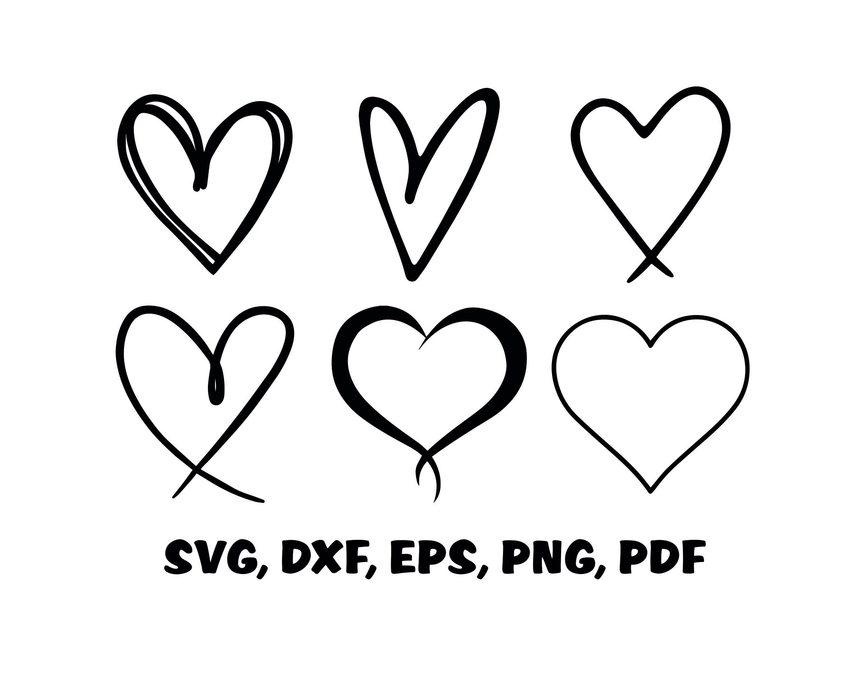 Heart SVG Bundle Hand Drawn, Instant Download, Love, Valentine, Sketch ...