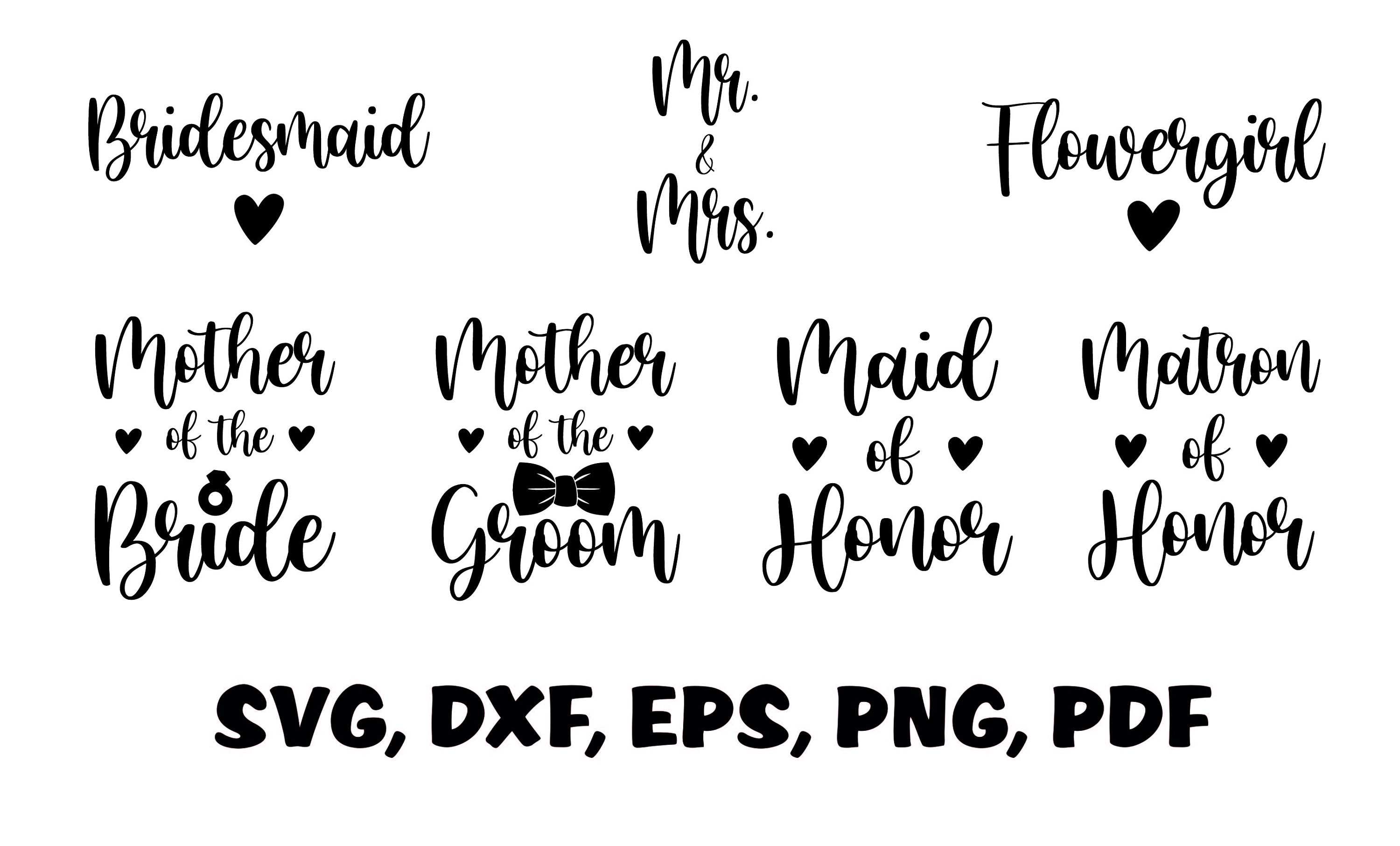 Bride Bundle SVG Instant Download Digital File, Bridal Party Svg ...
