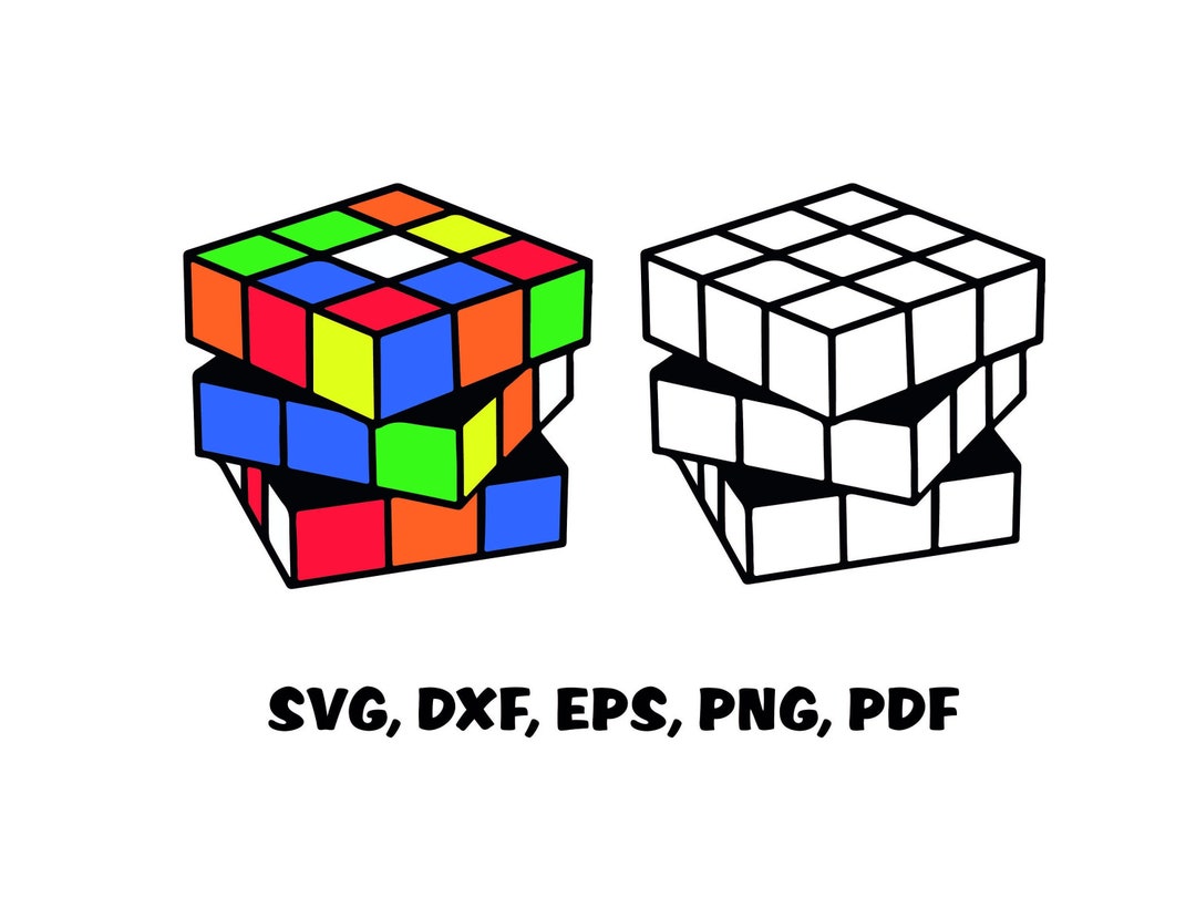Rubiks Cube SVG, Instant Download Cut File, Rubik's Cube Layered, Rubics Cube Vector Outline ...
