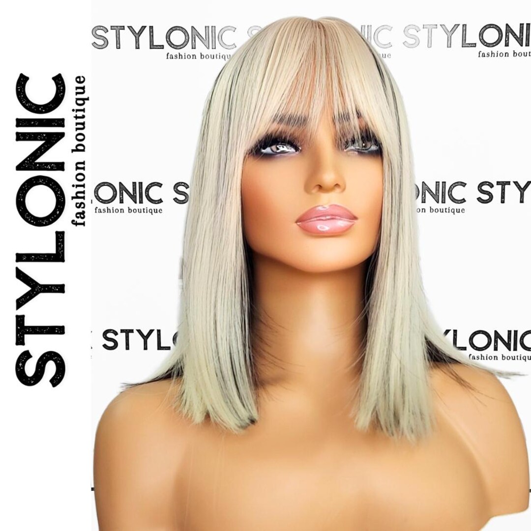 Blonde and Black Wig - Two Tone, Straight With Bangs, Everyday Ladies ...