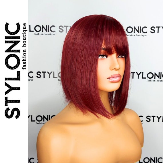 Red bob wig with bangs store