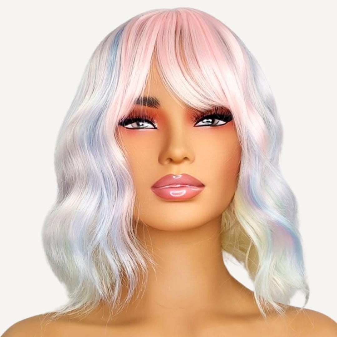 Pastel Wavy Wig – Pink, Blue, Blonde Unicorn Wigs - Etsy