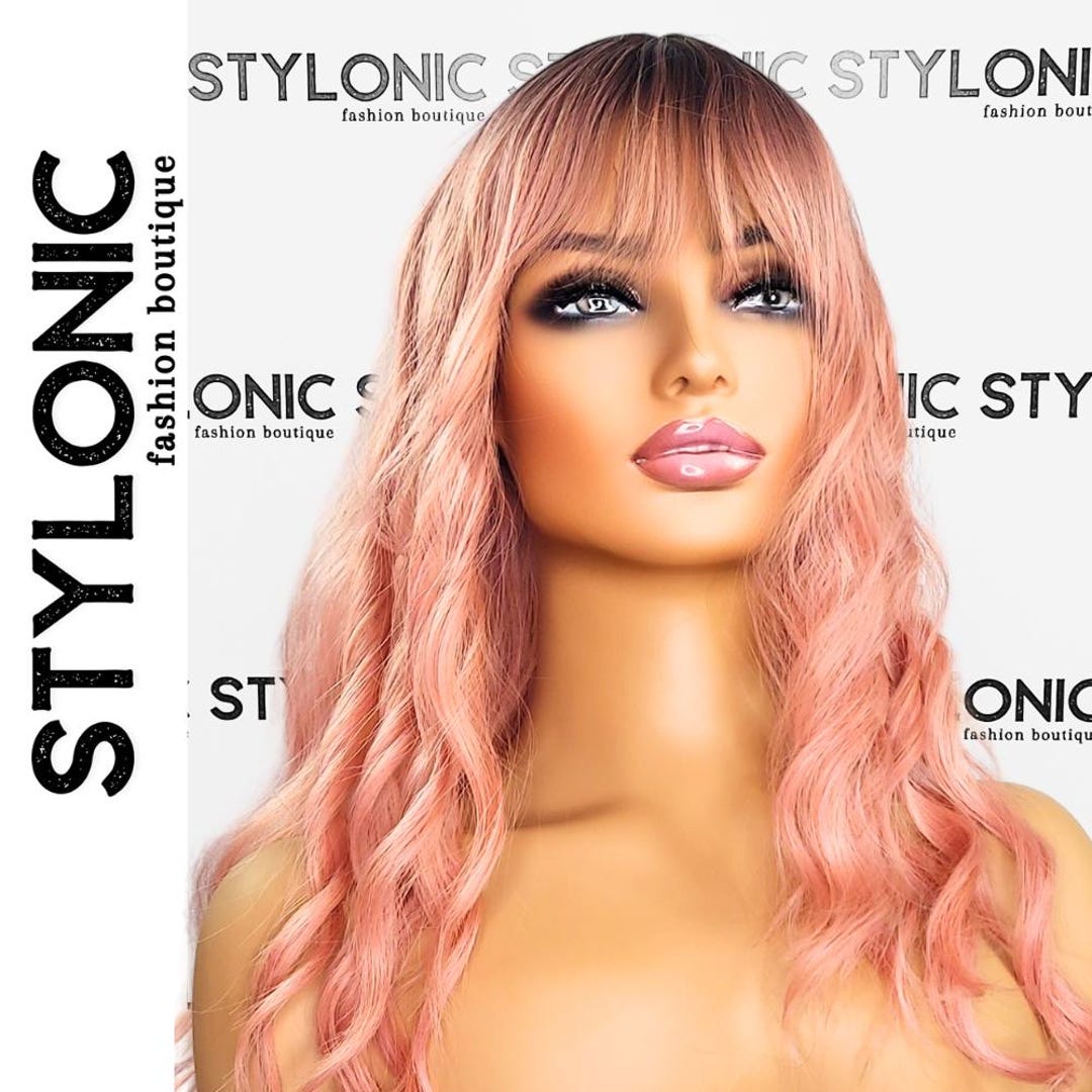 Blush Pink Wavy Wig - Glueless Heat Safe, Ladies Daily Wear, Cosplay ...