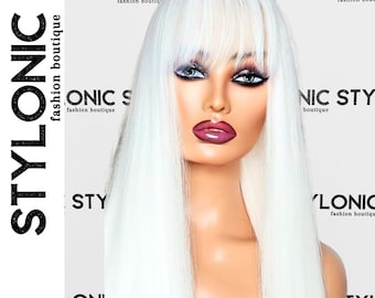 Grey White Long Loose Wave Wig for Women, Natural Wig for Girl ...