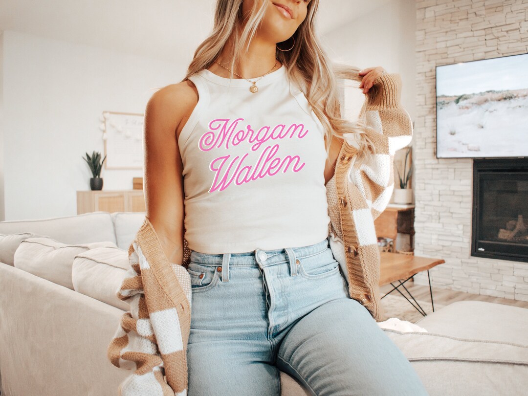 Morgan Wallen, Pink Cute Girls Cropped Tank Top, Western Wear, Country ...