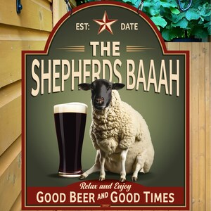 The Shepherds Baaah / Personalised Premium Metal Traditional Home Bar ...