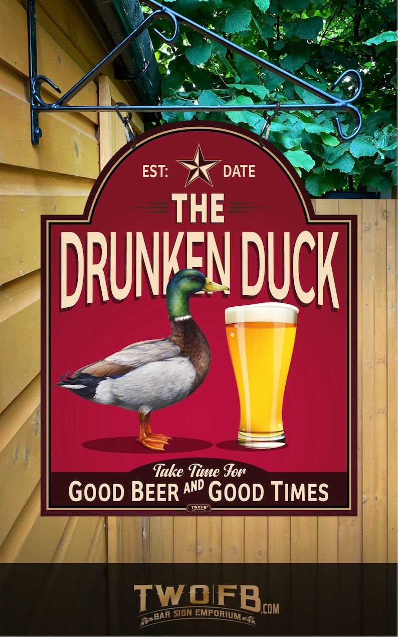 Personalized Metal Home Bar Sign: the Drunken Duck Pub Decor - Etsy