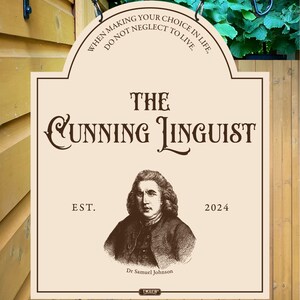 Cunning Linguist / Personalised Premium Metal Traditional Home Bar Sign ...