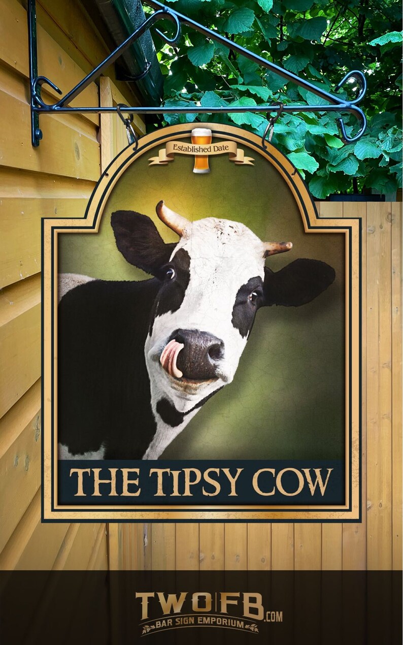 Tipsy Cow Personalised Premium Metal Traditional Home Bar Sign - Etsy