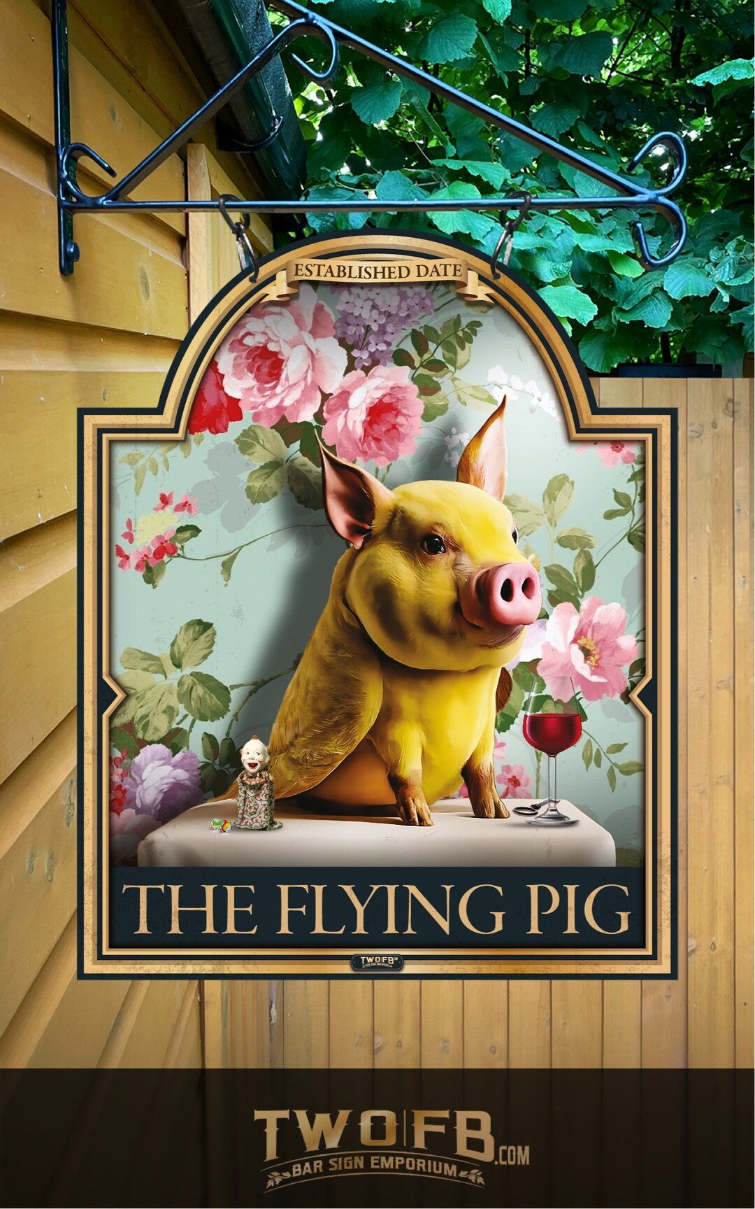 The Flying Pig / Personalised Premium Metal Traditional Home Bar Sign ...