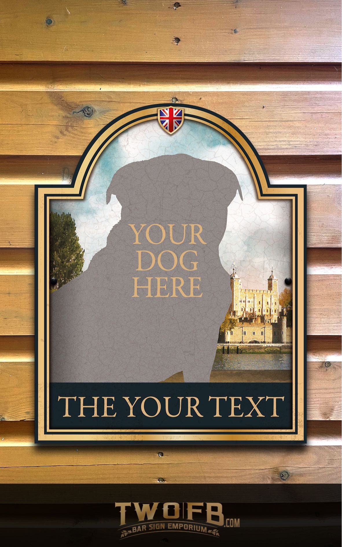 Your Dog on the Old Bull Bar Sign Personalised Premium Metal ...