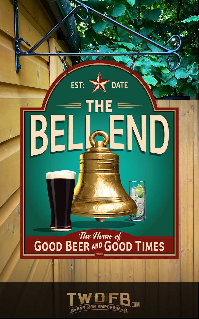 The Bell End / Personalised Premium Metal Traditional Home Bar Sign ...