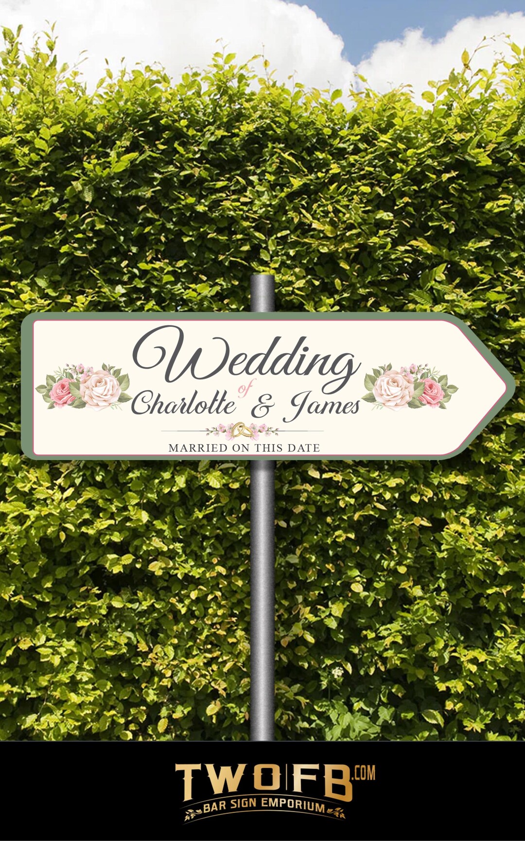 Personalized Floral Wedding Sign: Hand Drawn Design, Aluminum Composite ...