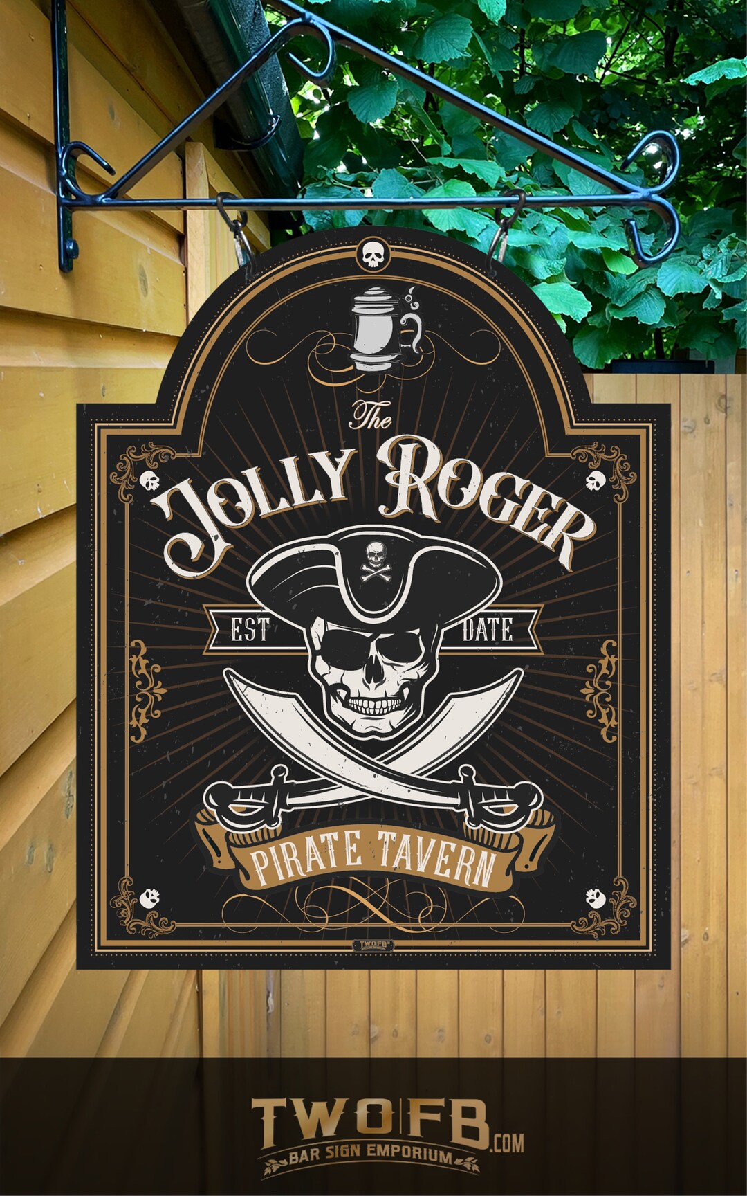 Jolly Roger / Personalised Premium Metal Traditional Home Bar Sign ...