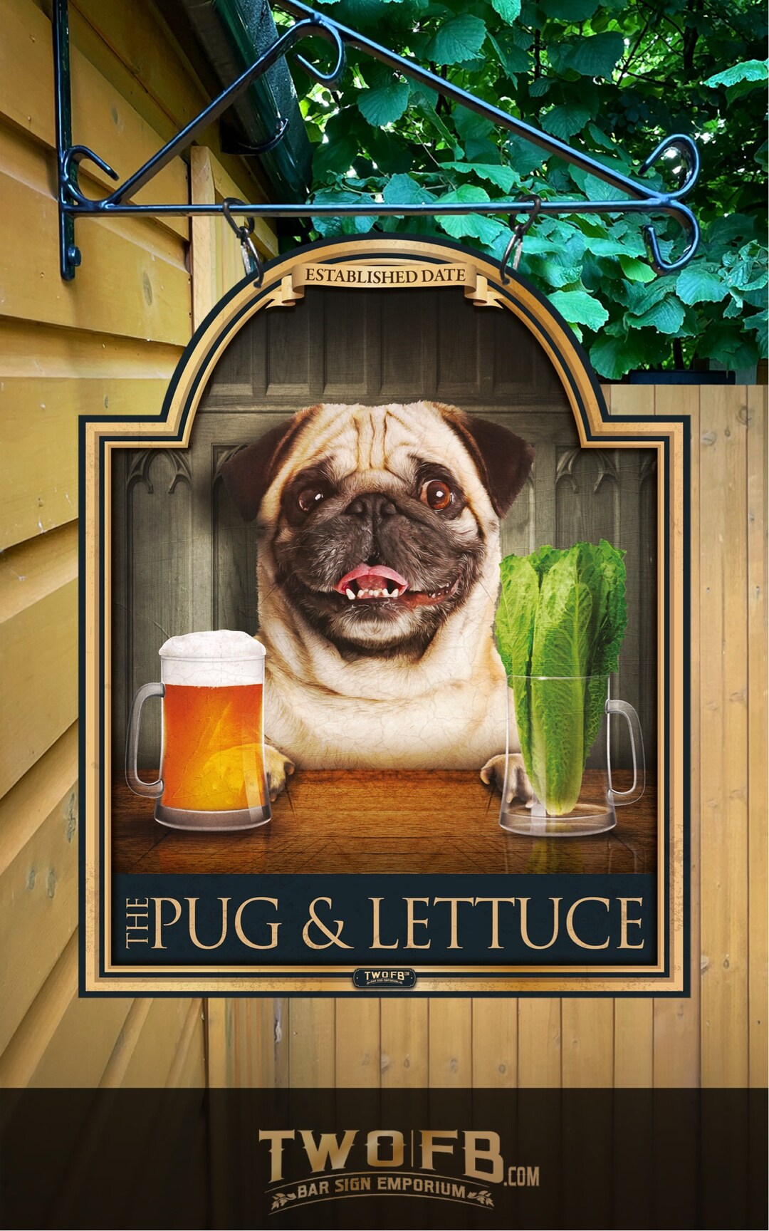 Personalized Home Bar Sign: Pug & Lettuce Metal Pub Sign - Etsy