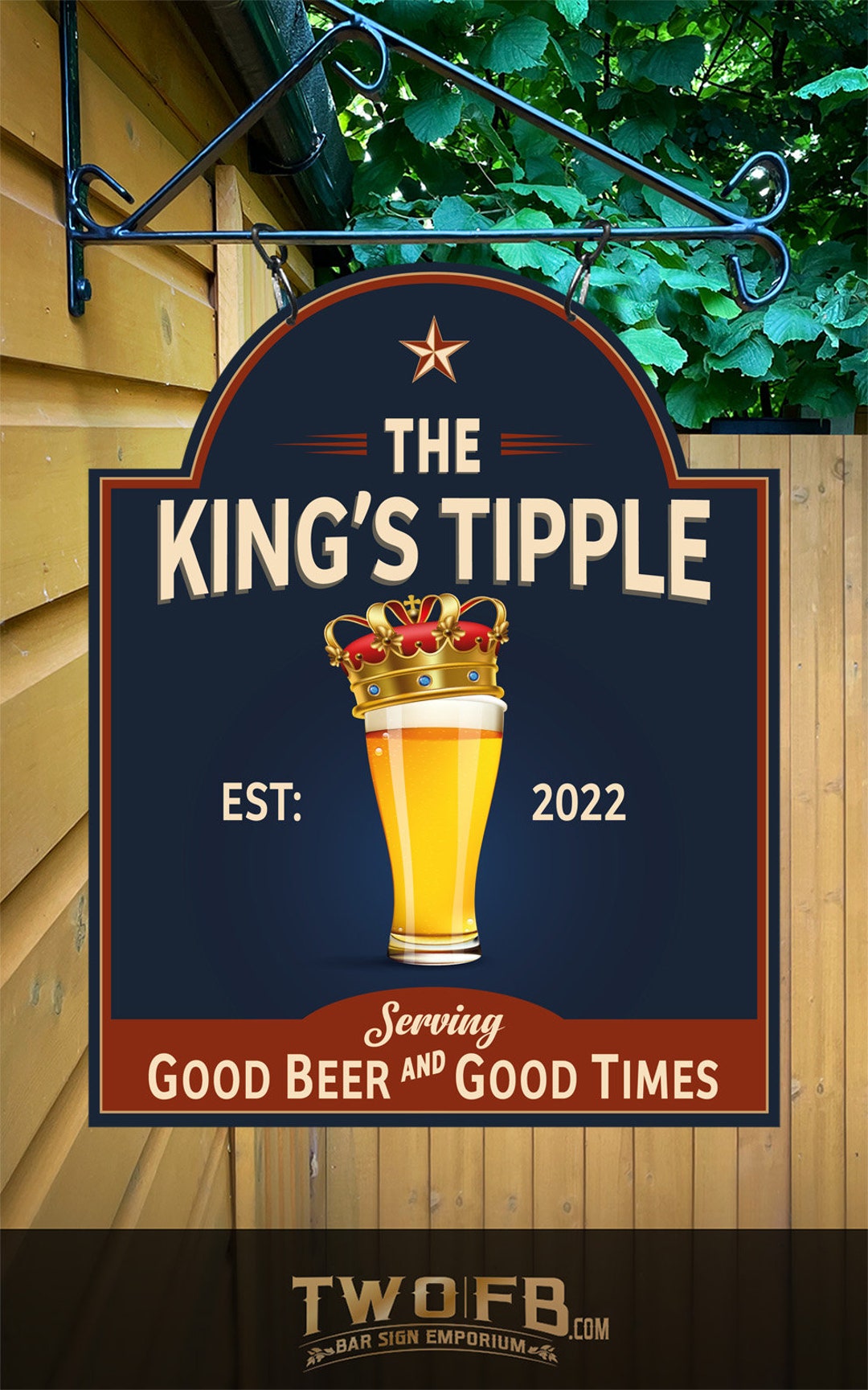 Personalized Home Bar Sign: Metal Pub Sign With Wrought Iron Bracket - Etsy