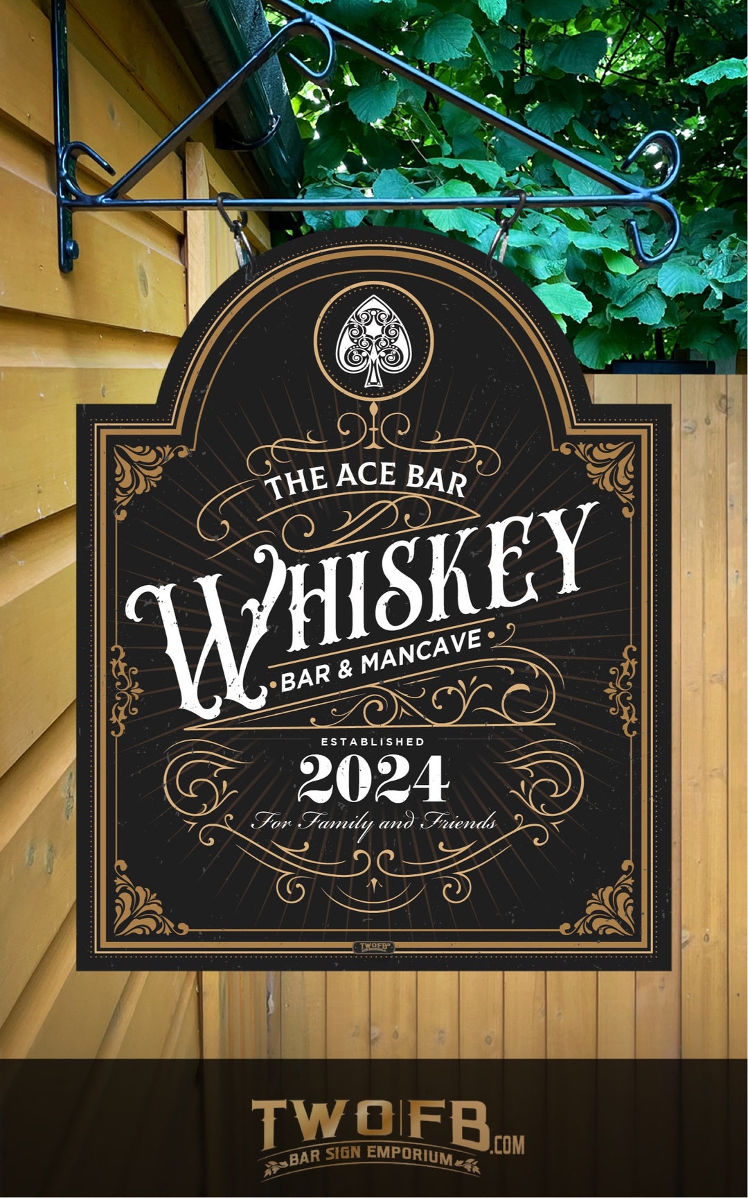 Ace Whiskey Bar Personalised Premium Metal Traditional Home Bar Sign ...