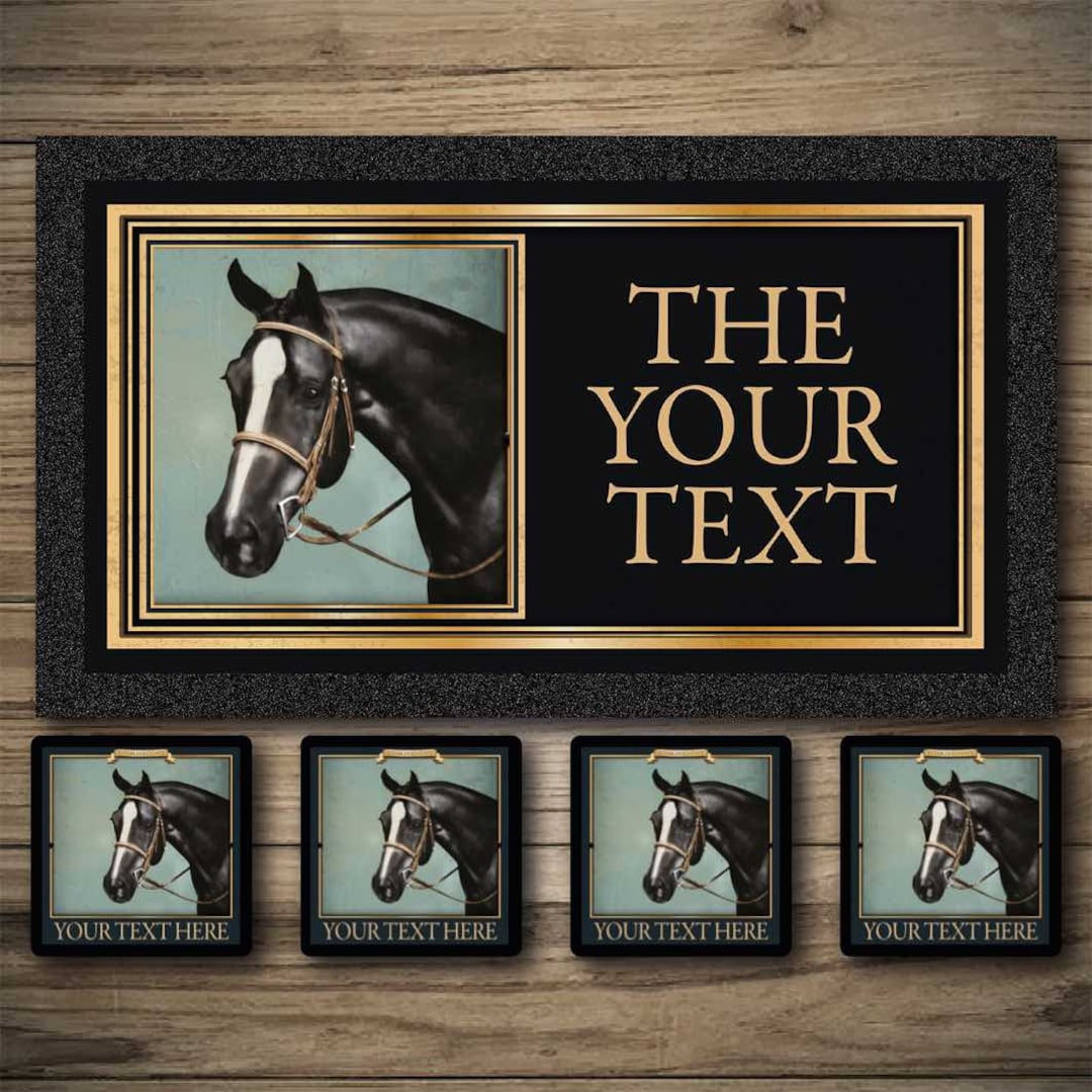 Personalized Horse Bar Runner & Coasters: Home Bar Decor - Etsy