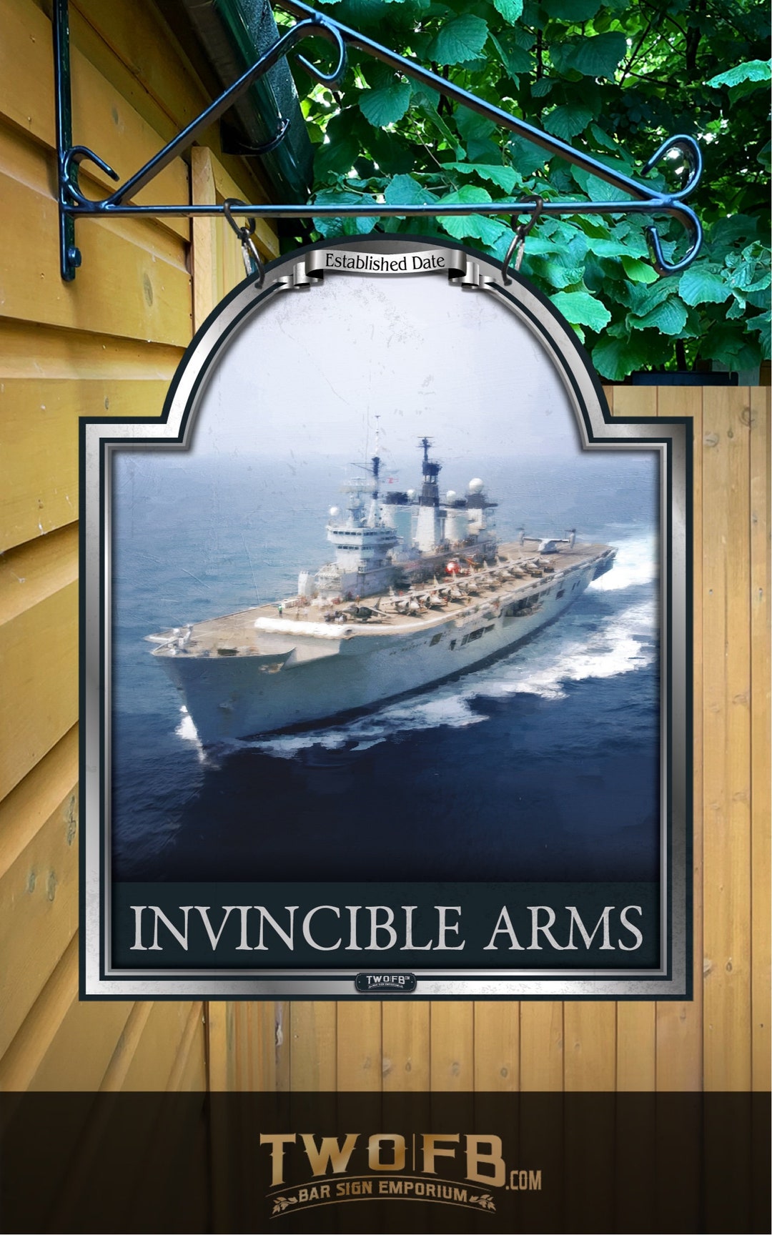 Invincible Arms / Personalised Premium Metal Traditional Home Bar Sign ...