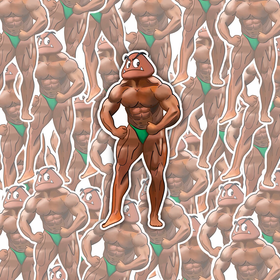 Buff Goomba Die Cut Gloss Sticker Decal Cute Mario Sticker - Etsy