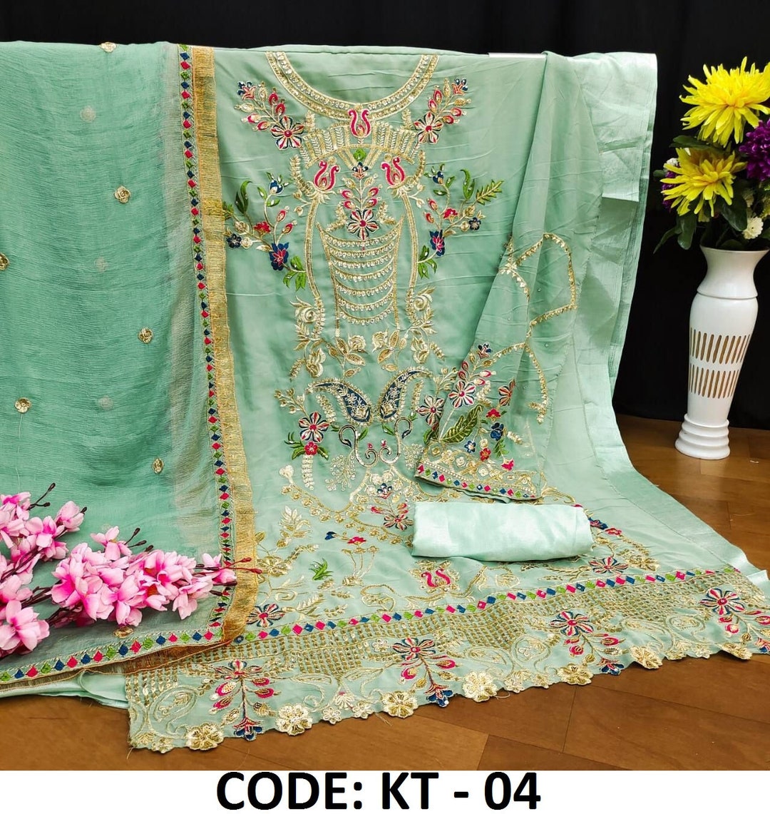 Georgette Pakistani Nikah-roka Heavy Embroidery Work Beautiful Shalwar ...