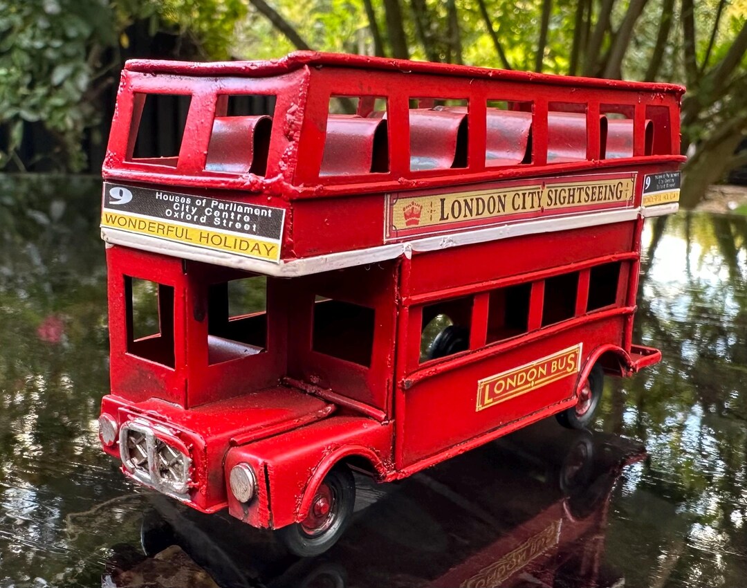 Iconic Nostalgic London Double Decker Open Top Red Bus Metal Ornament ...