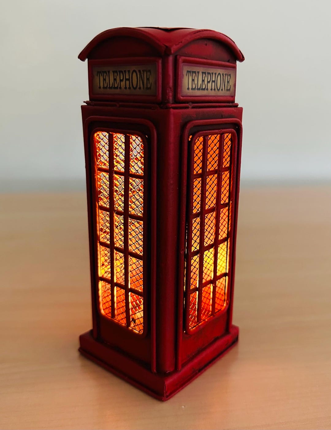 British Red Telephone Box Lamp: Retro London Decor With LED Light - Etsy